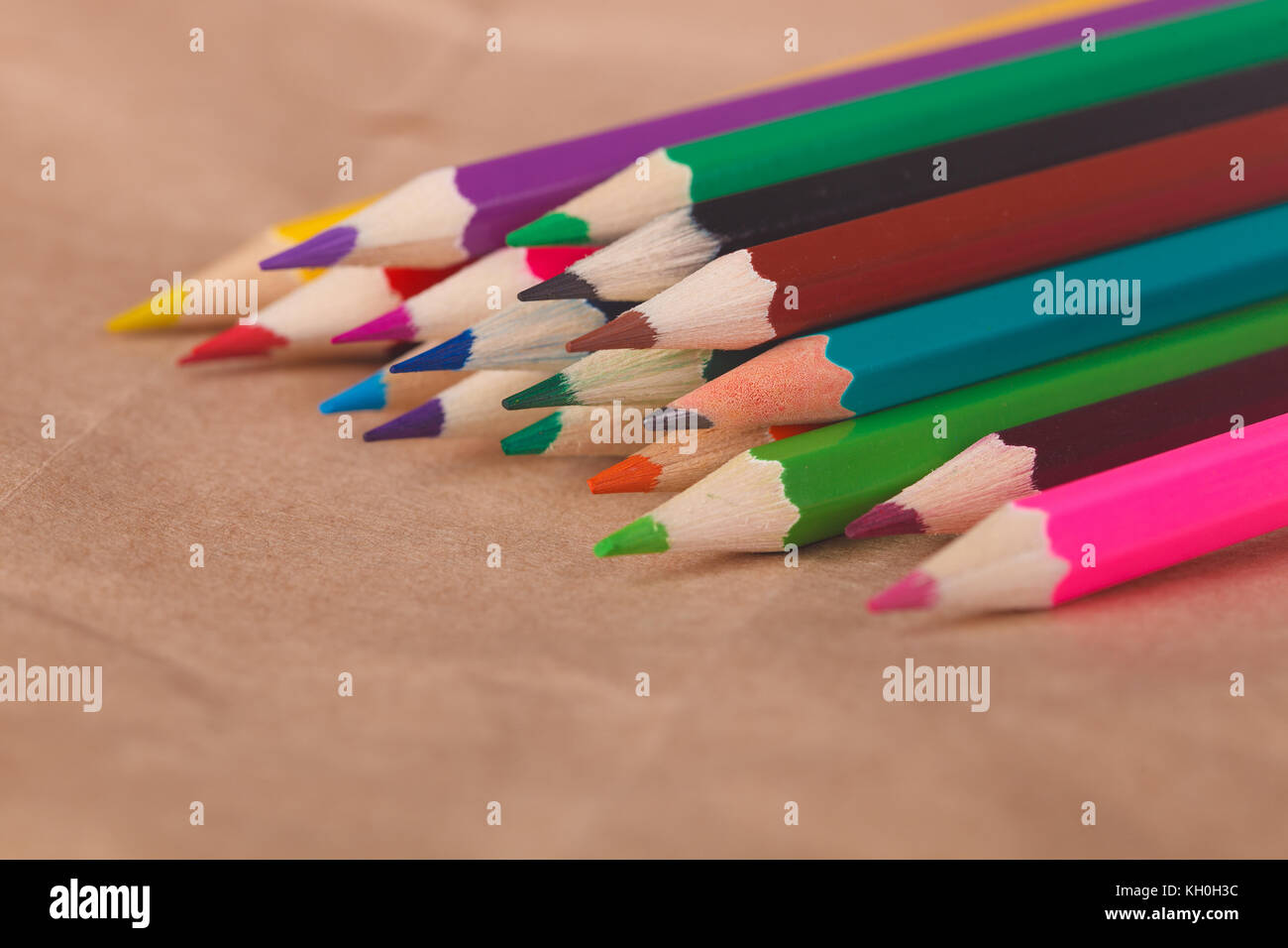 line of colored pencils Stock Photo - Alamy
