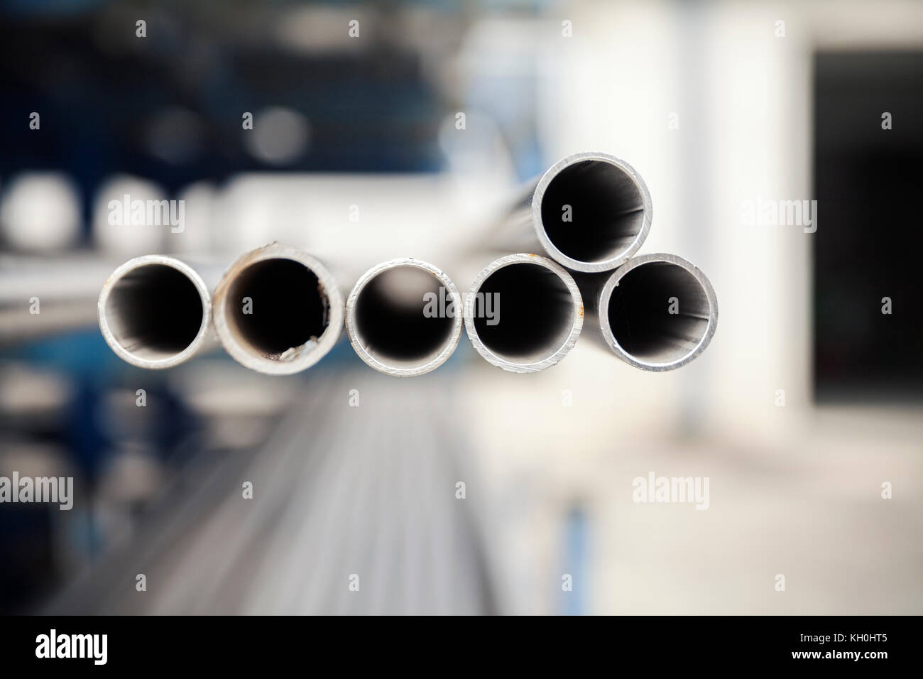 metal inox pipe on stack, close up Stock Photo - Alamy