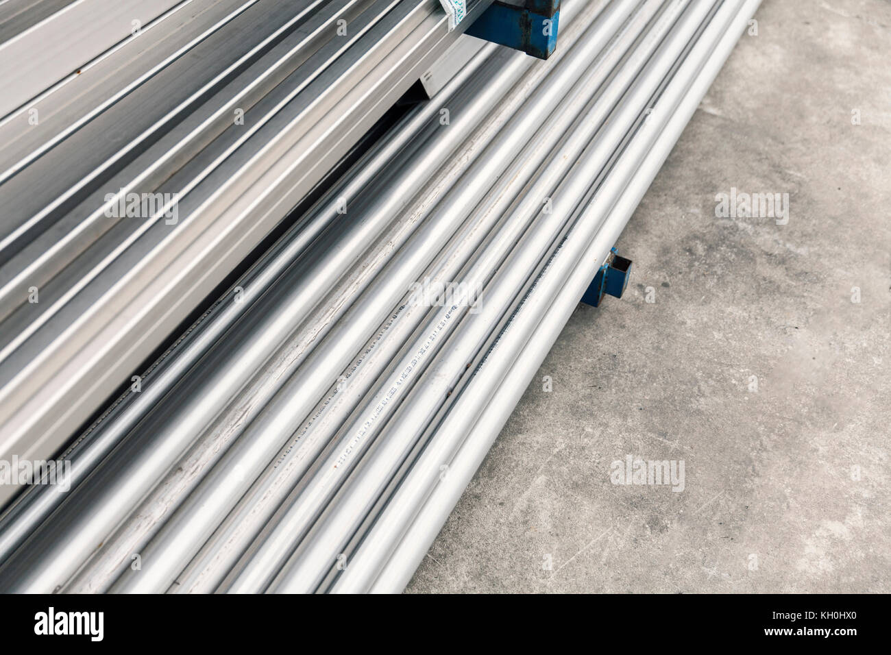metal inox pipe on stack, close up Stock Photo - Alamy