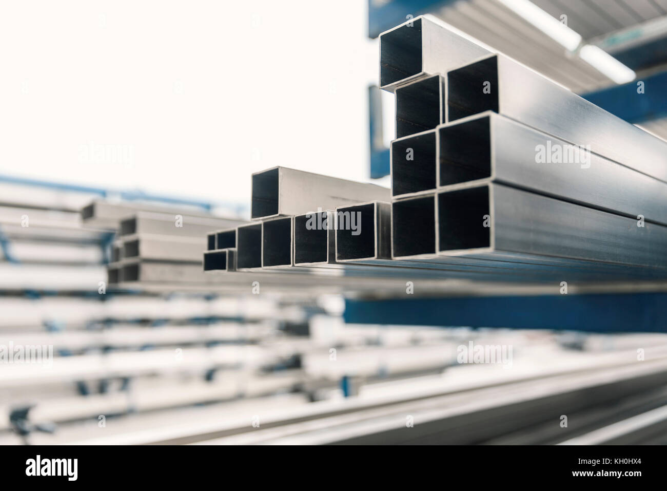 metal inox pipe on stack, close up Stock Photo - Alamy