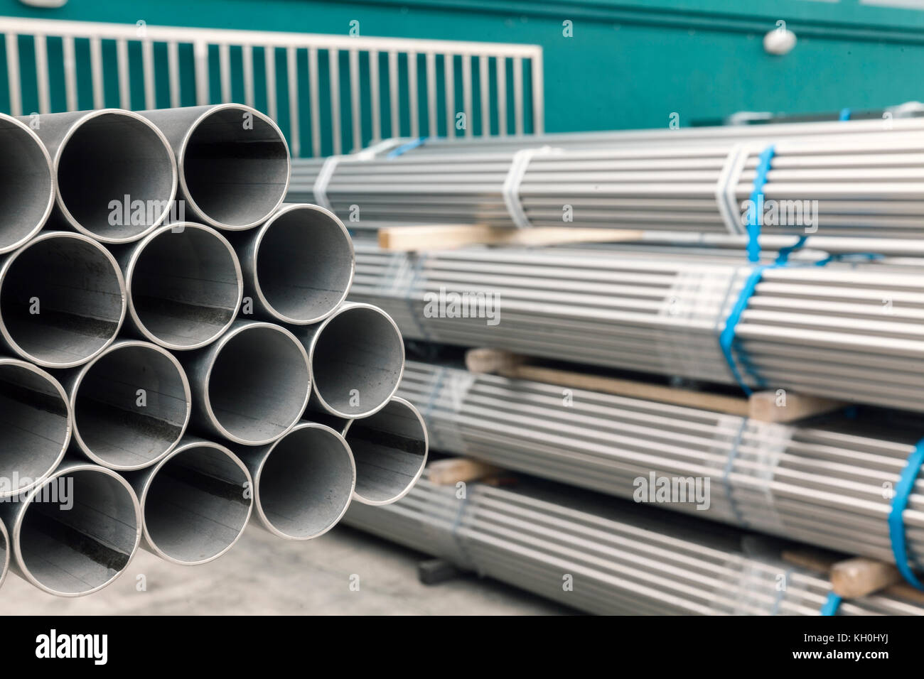 metal inox pipe on stack, close up Stock Photo - Alamy