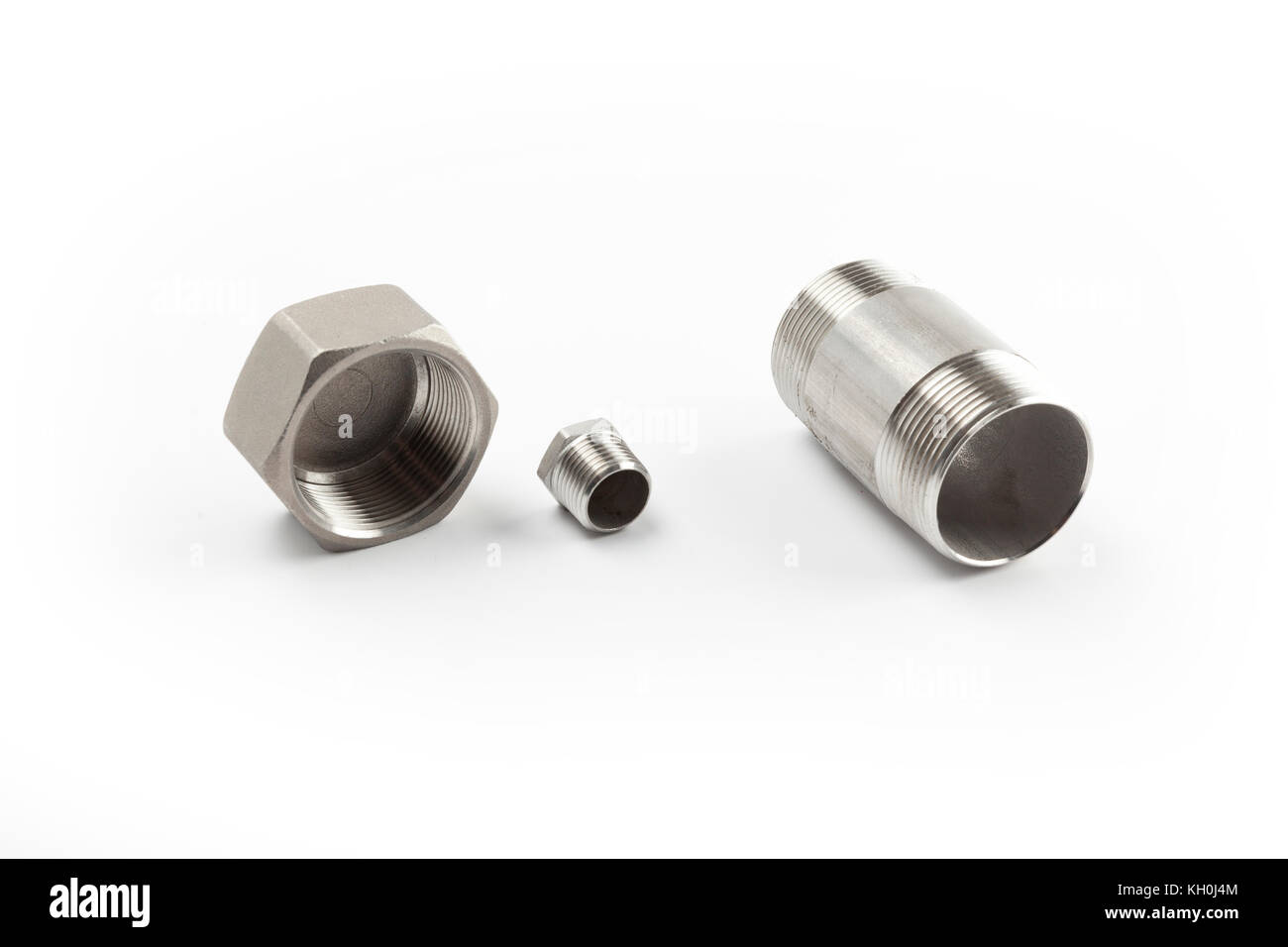 metal water valve fittings on a white background Stock Photo - Alamy