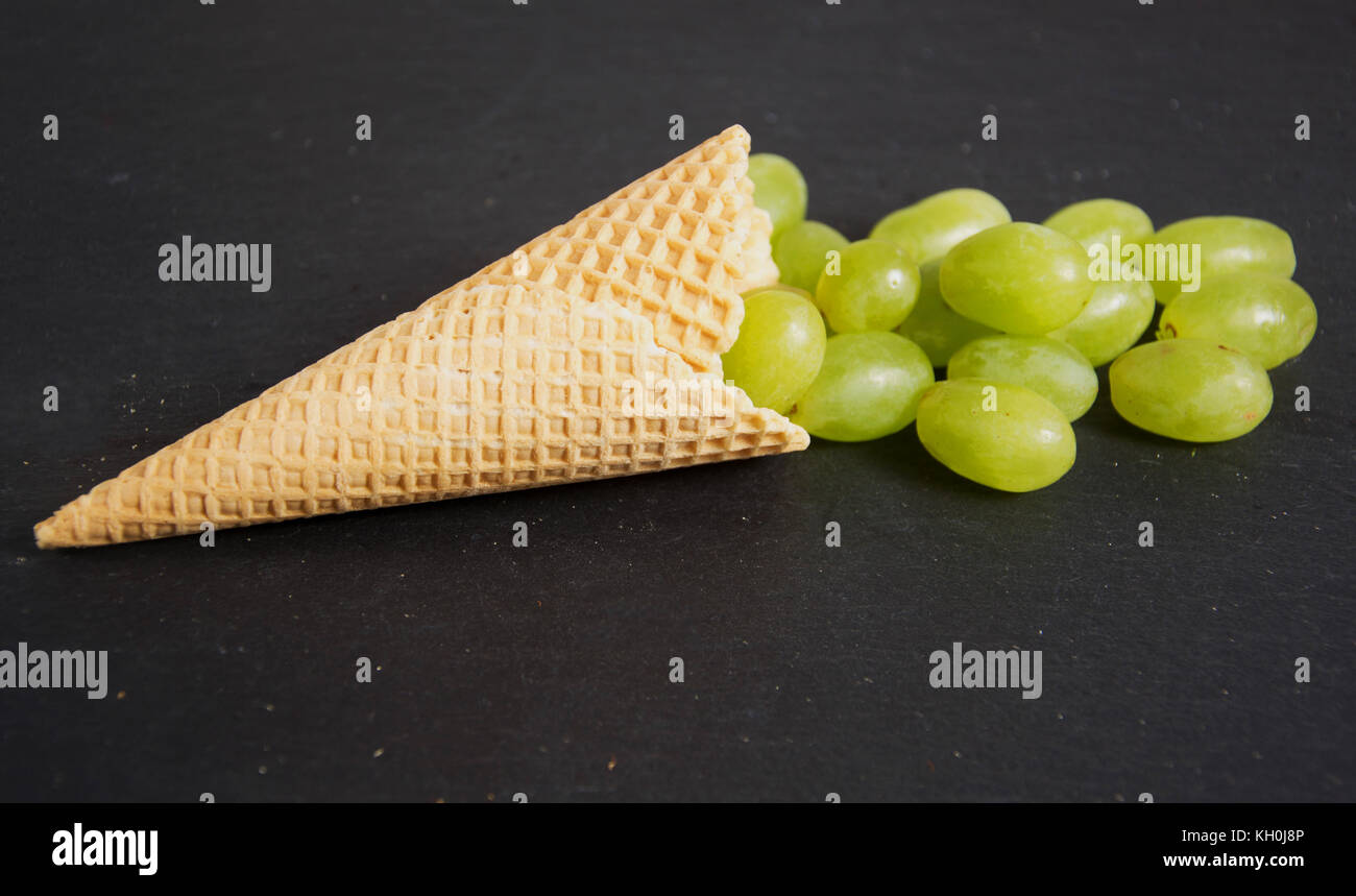 ice-cream wafer with grapes Stock Photo - Alamy
