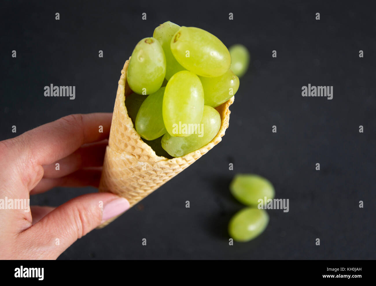 ice-cream wafer with grapes Stock Photo - Alamy