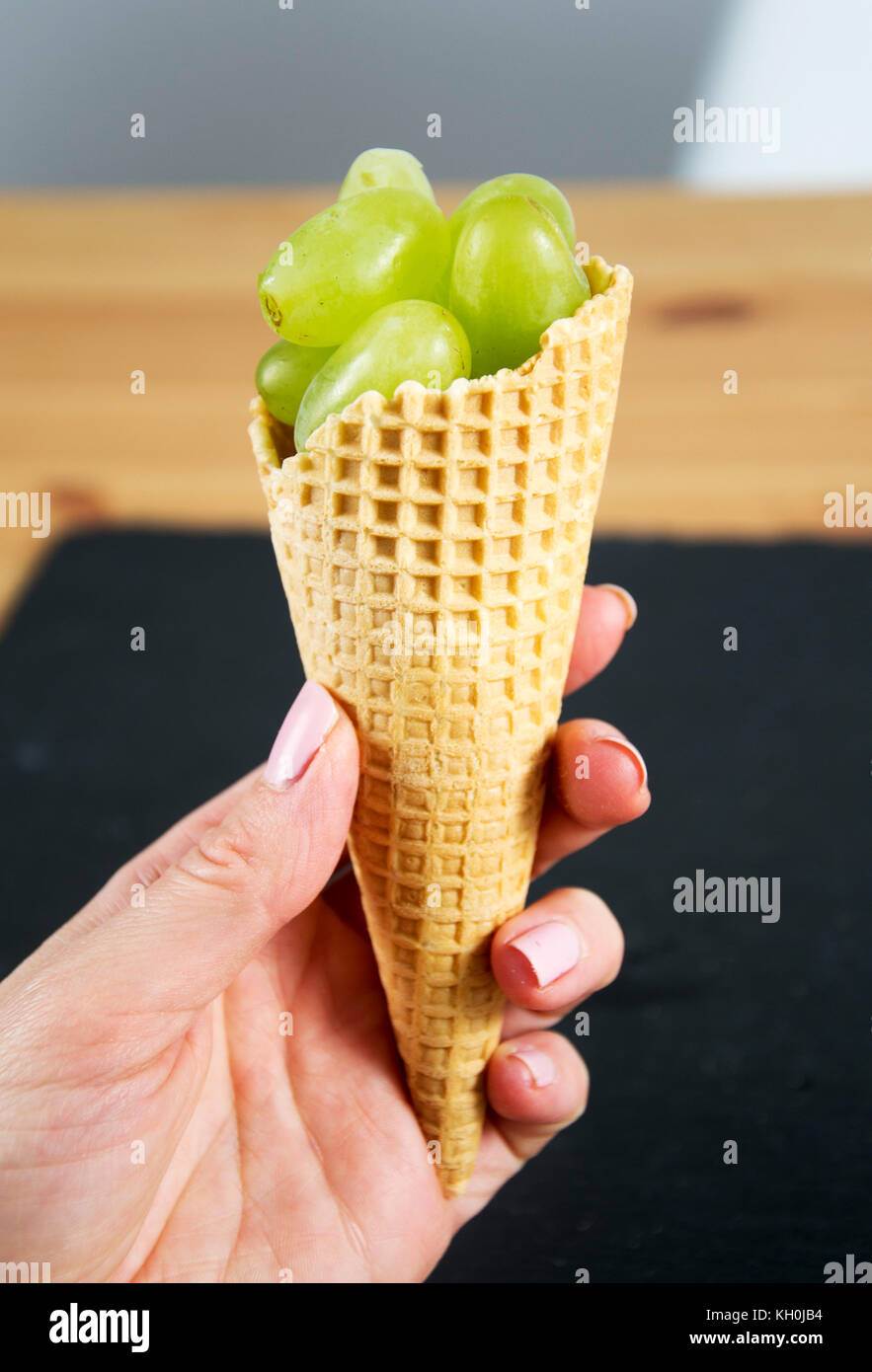 ice-cream wafer with grapes Stock Photo - Alamy