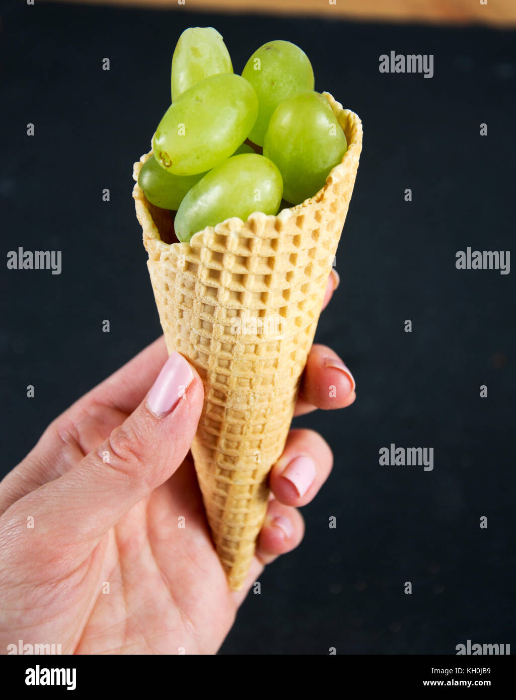 ice-cream wafer with grapes Stock Photo - Alamy