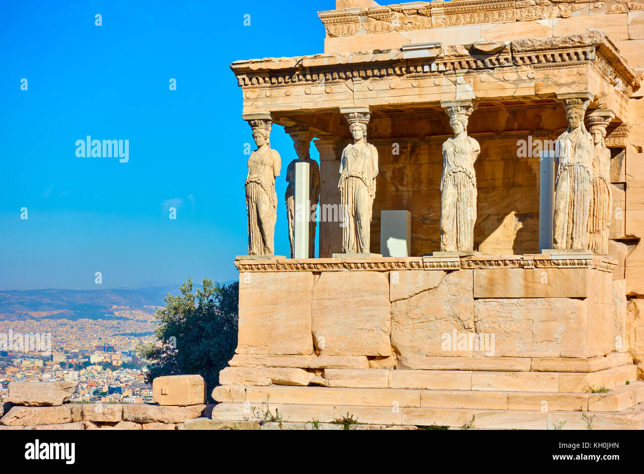 The Porch of the Caryatids at the Erechtheion temple on the Acropolis ...