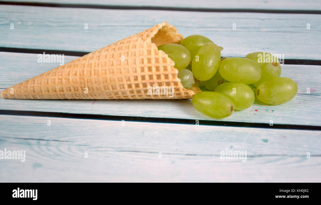 ice-cream wafer with grapes Stock Photo - Alamy
