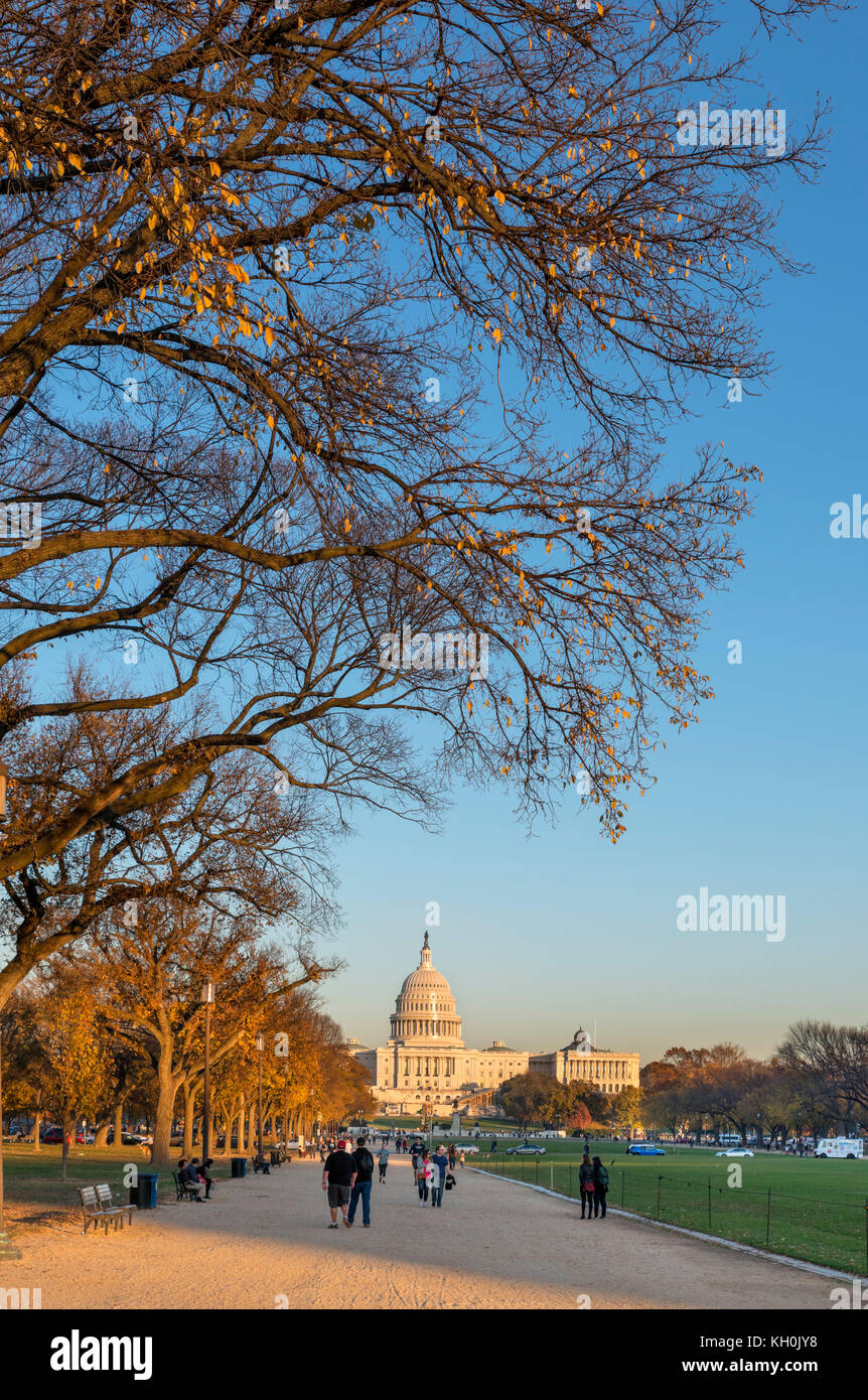 The National Mall in the late afternoon, looking towards the US Capitol ...