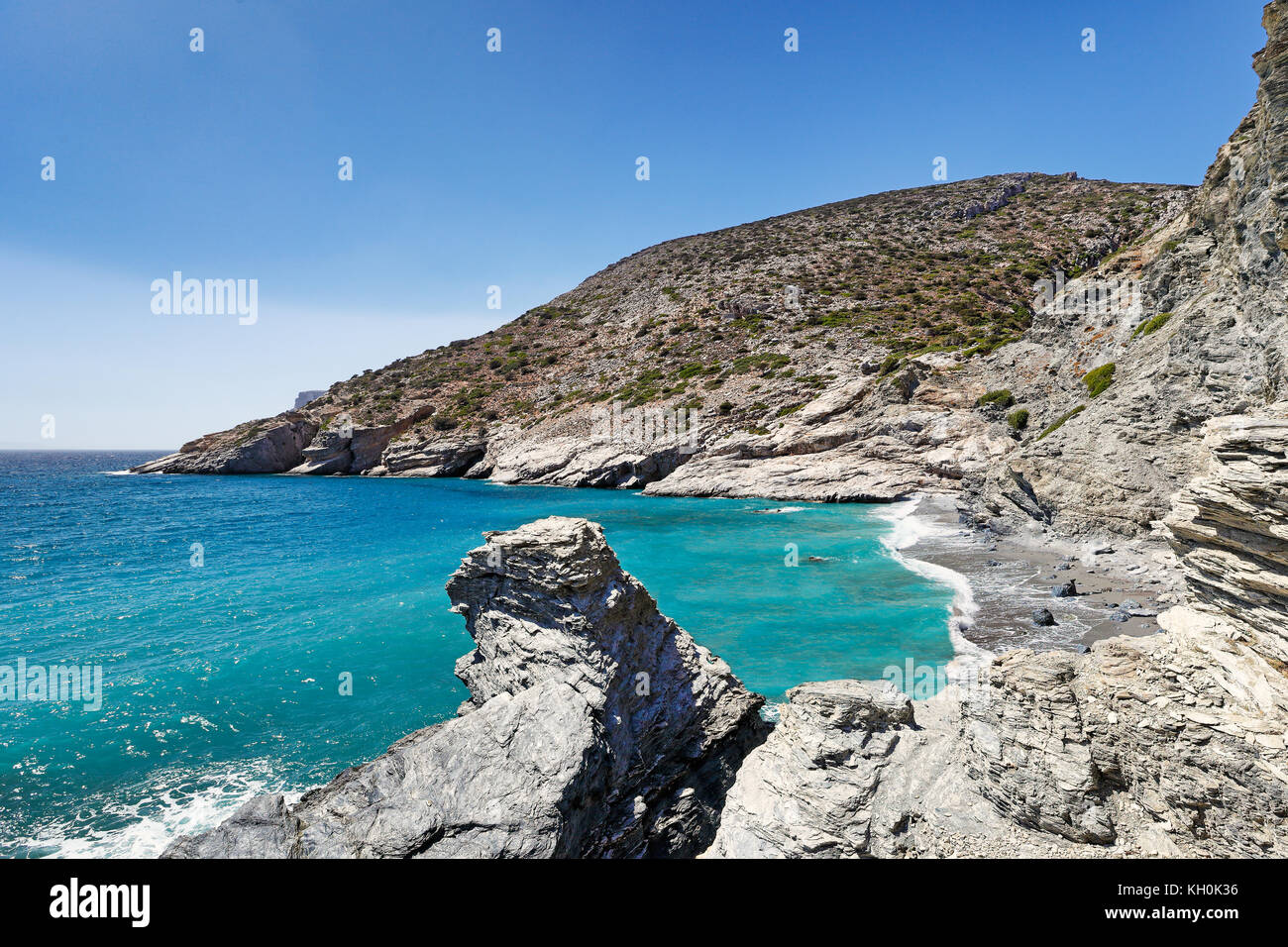Mouros beach of Amorgos island in Cyclades, Greece Stock Photo - Alamy