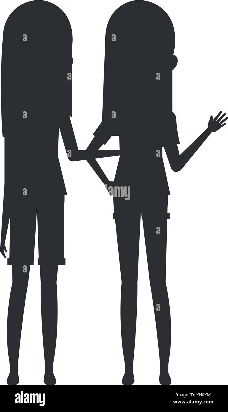 couple of female friends avatars vector illustration design Stock ...