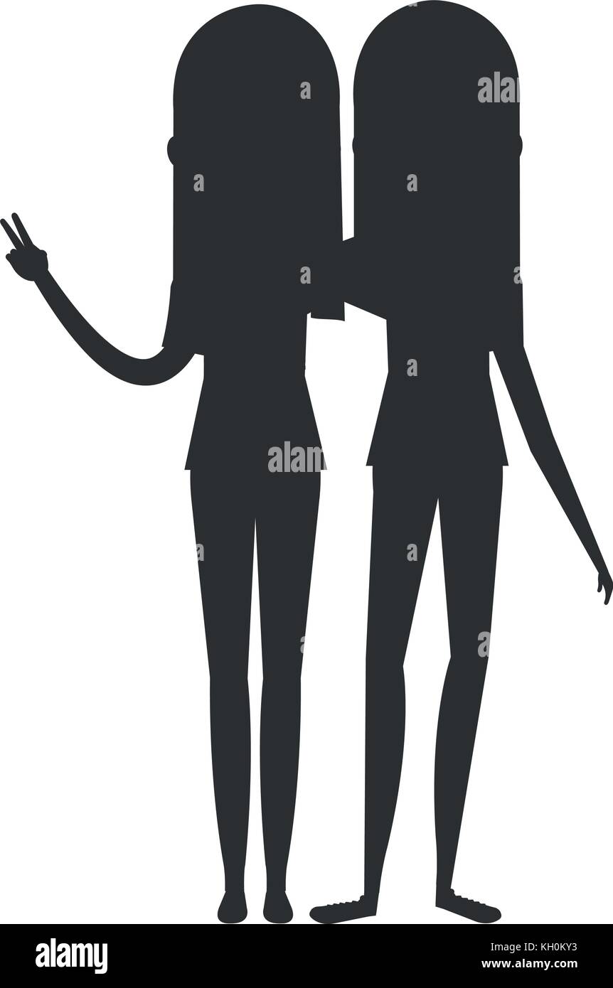 couple of female friends avatars vector illustration design Stock ...