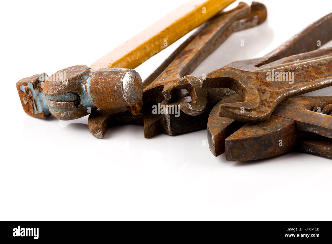 Old rusty tools isolated on a white background Stock Photo - Alamy