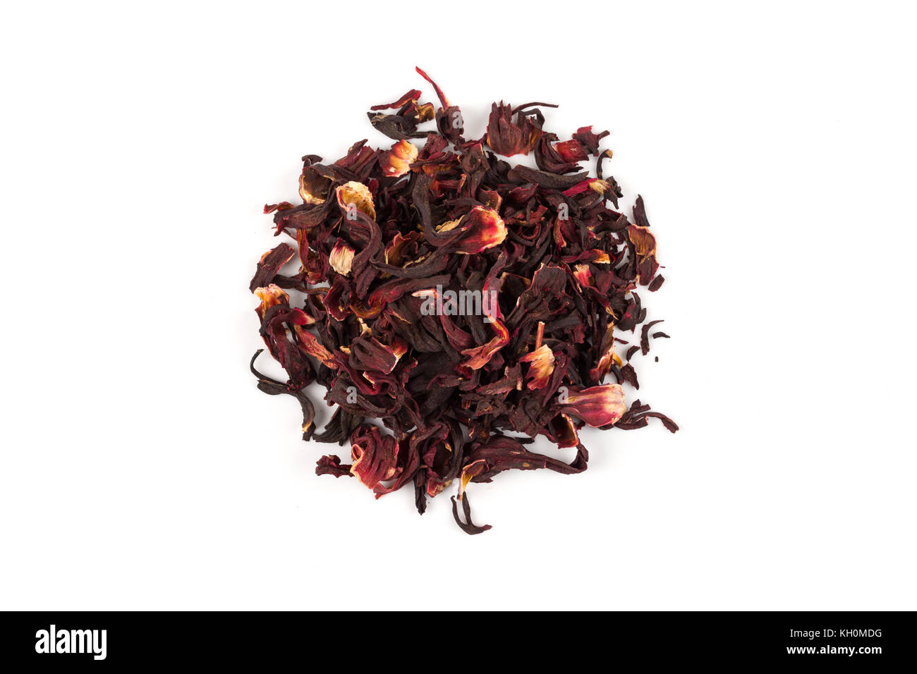 Heap of aromatic Hibiscus tea (karkade), isolated on white background ...