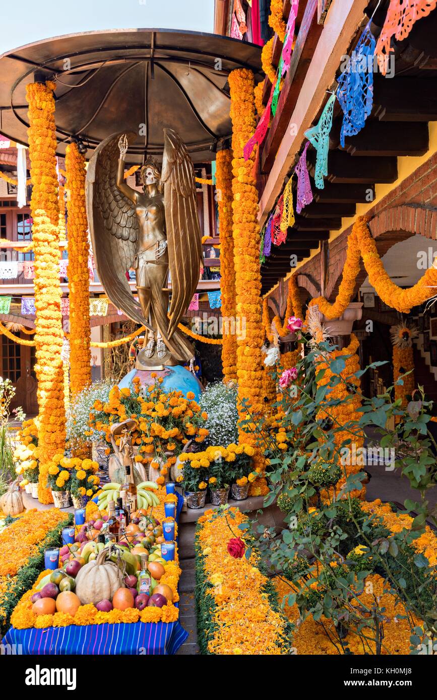 A central courtyard shrine and offerings inside the Temple of Nuestra ...