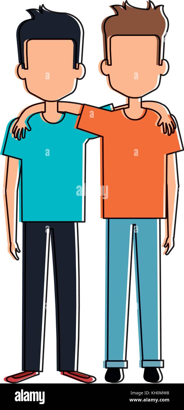 couple of male friends avatars vector illustration design Stock Vector ...