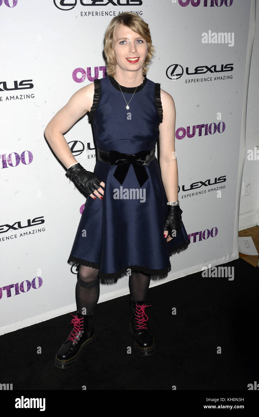 New York, USA. 09th Nov, 2017. Chelsea Manning at the 23rd Out100 Event ...