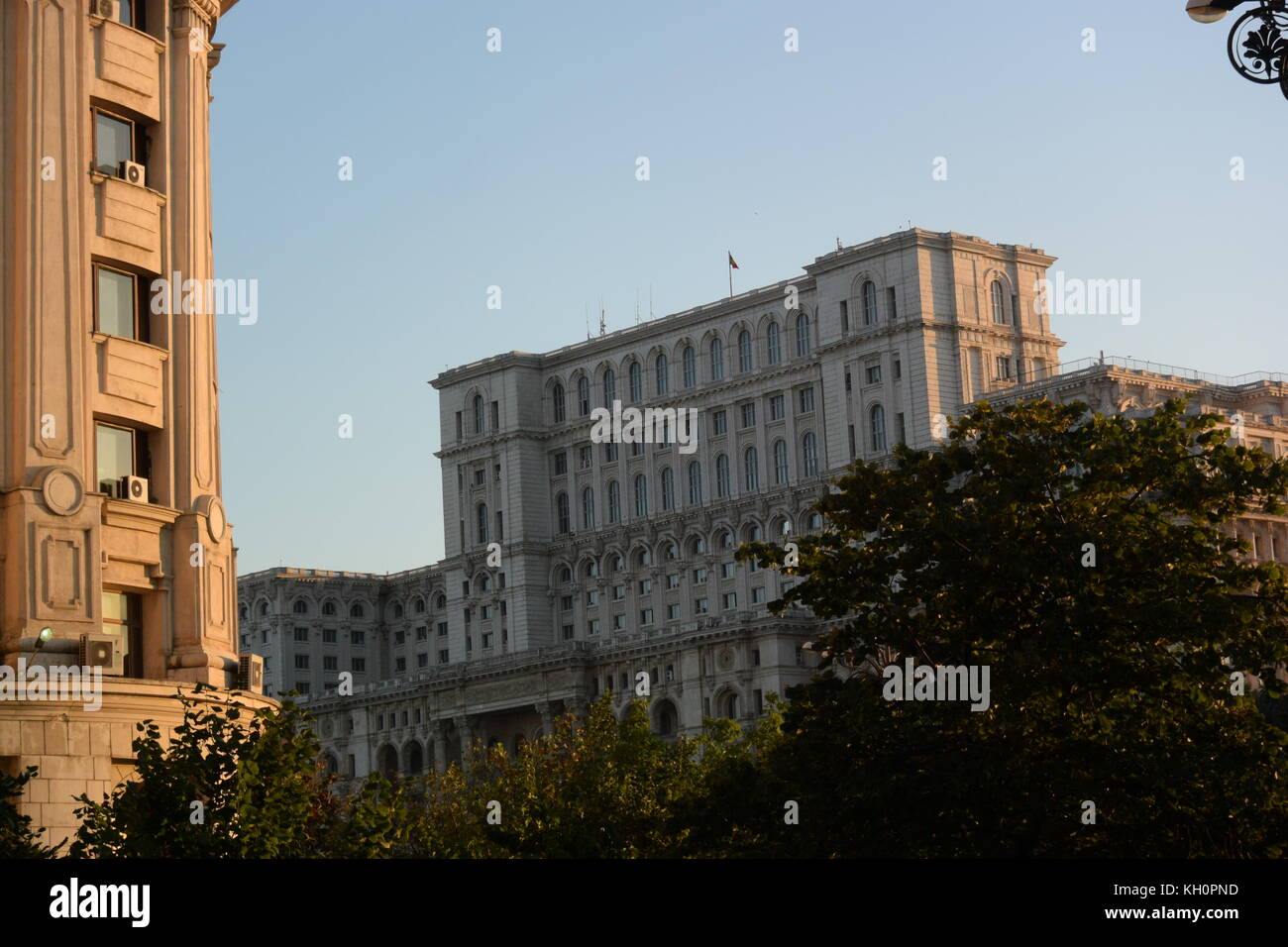 The Palace of the Parliament towering over the other buildings of the ...