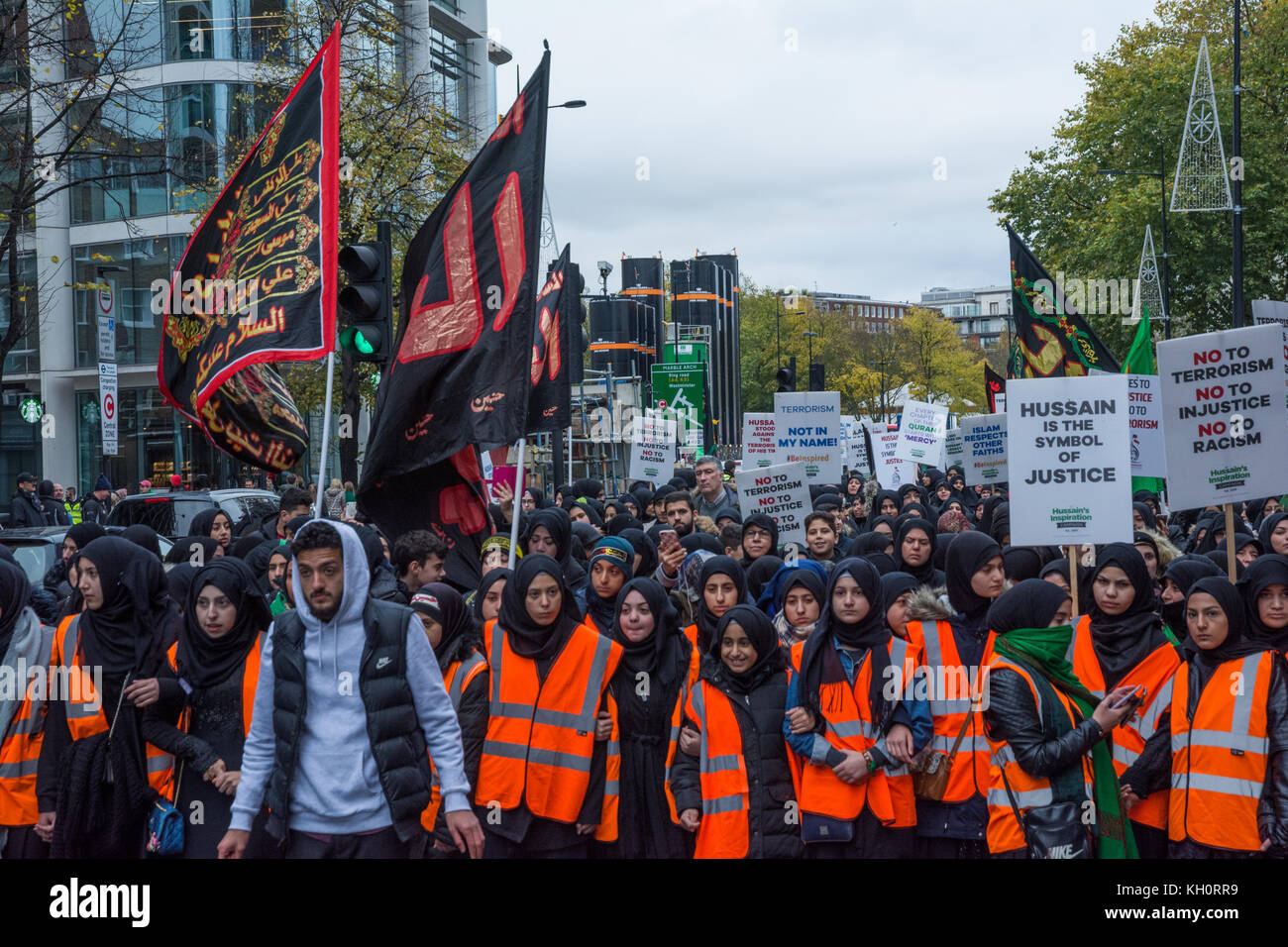 London, UK, 11th November 2017. Thousands of Muslims marched from ...