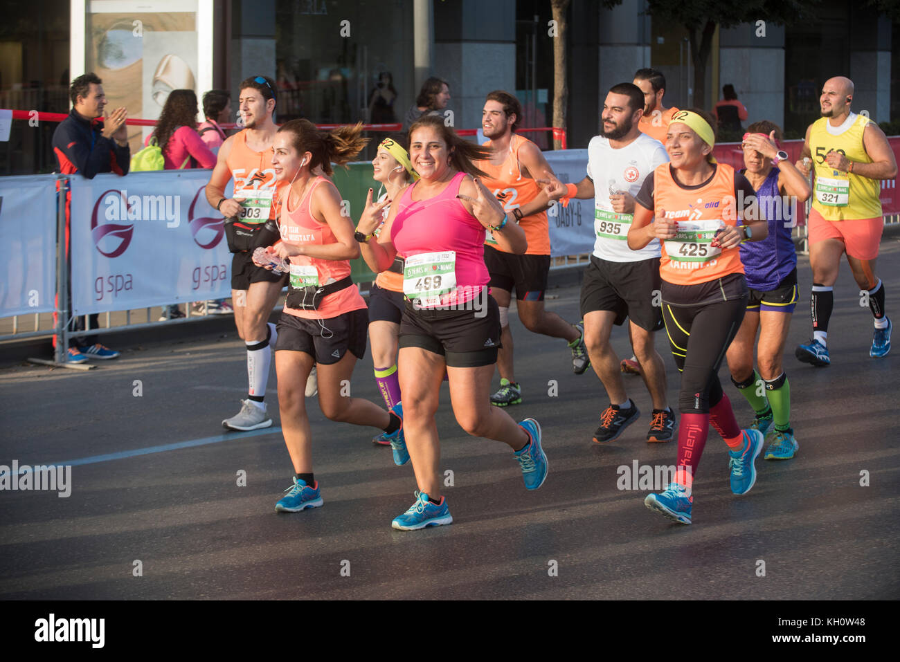 Beirut Lebanon, 12th Nov, 2017 People running at the Blom Bank Beirut ...