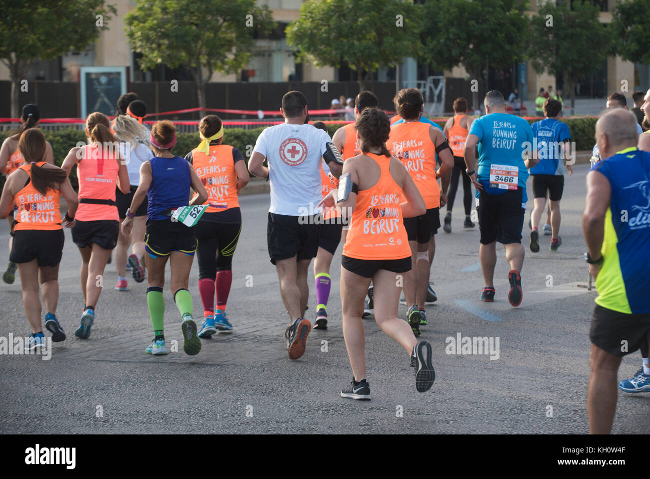 Beirut Lebanon, 12th Nov, 2017 People running at the Blom Bank Beirut ...