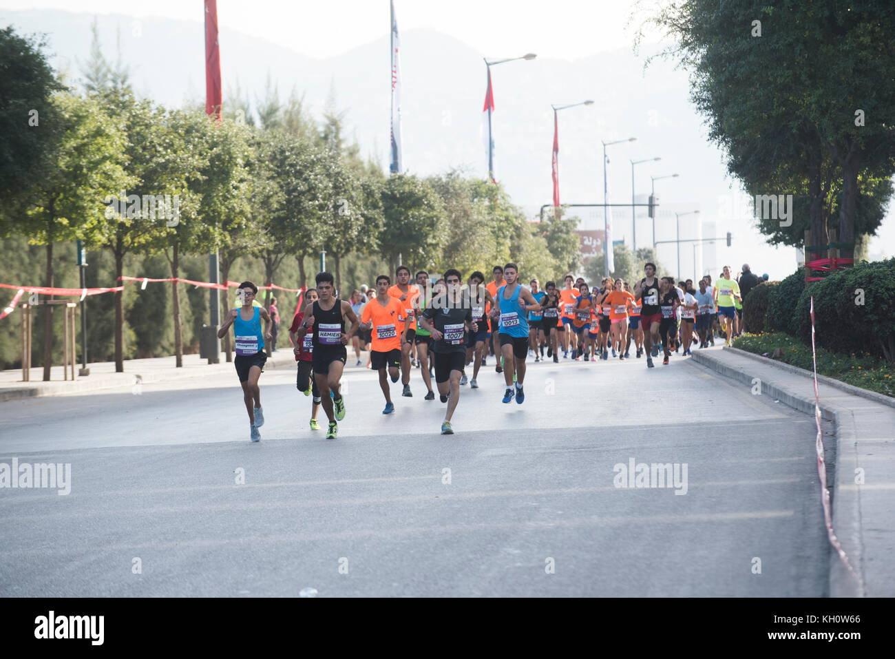 Beirut Lebanon, 12th Nov, 2017 People running in the Blom Bank Beirut ...