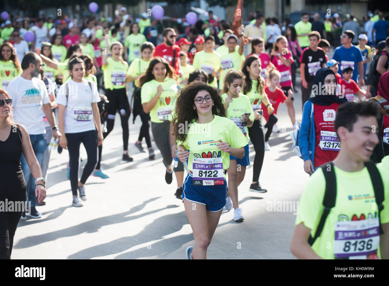 Beirut Lebanon, 12th Nov, 2017 People running in the Blom Bank Beirut ...
