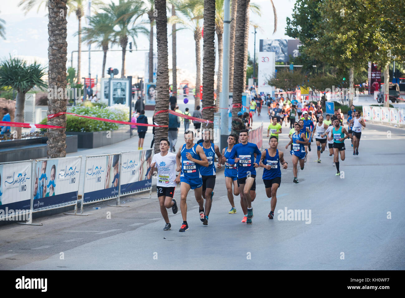 Beirut Lebanon, 12th Nov, 2017 People running in the Blom Bank Beirut ...