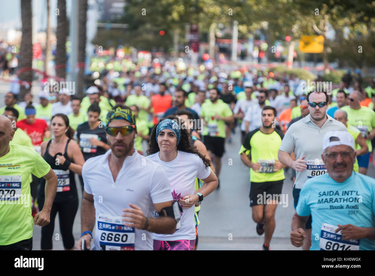 Beirut Lebanon, 12th Nov, 2017 People running in the Blom Bank Beirut ...