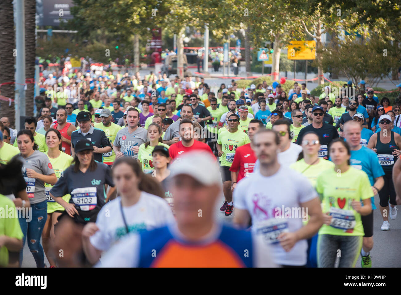 Beirut Lebanon, 12th Nov, 2017 People running in the Blom Bank Beirut ...