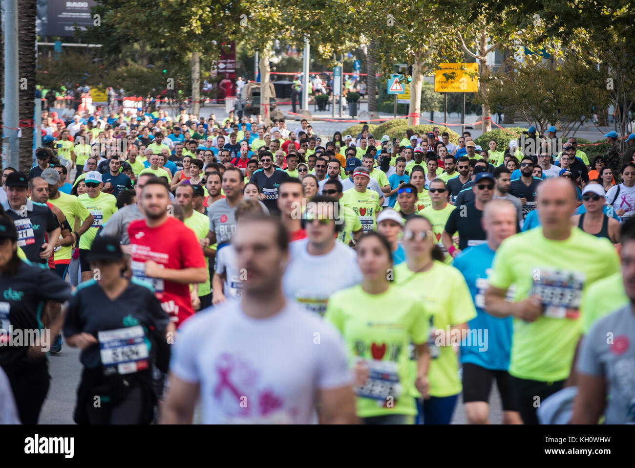 Beirut Lebanon, 12th Nov, 2017 People running in the Blom Bank Beirut ...