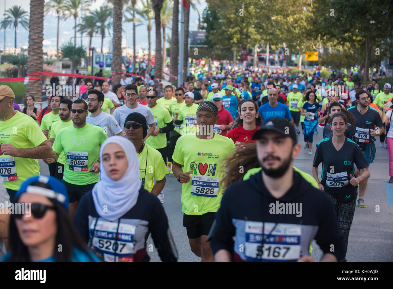 Beirut Lebanon, 12th Nov, 2017 People running in the Blom Bank Beirut ...