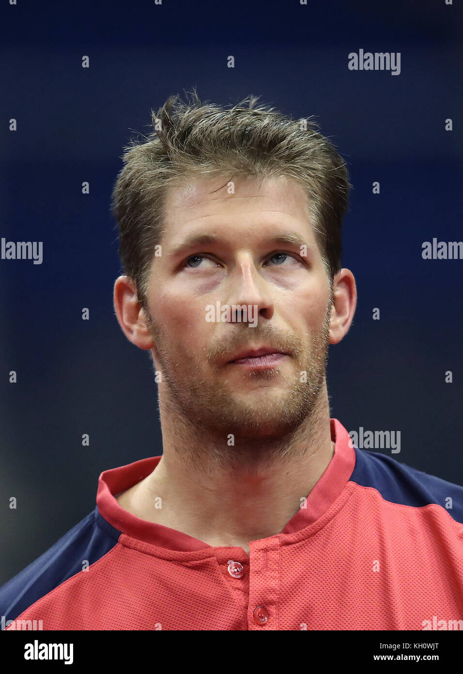 Magdeburg, Germany. 10th Nov, 2017. Germany's Bastian Steger reacts ...