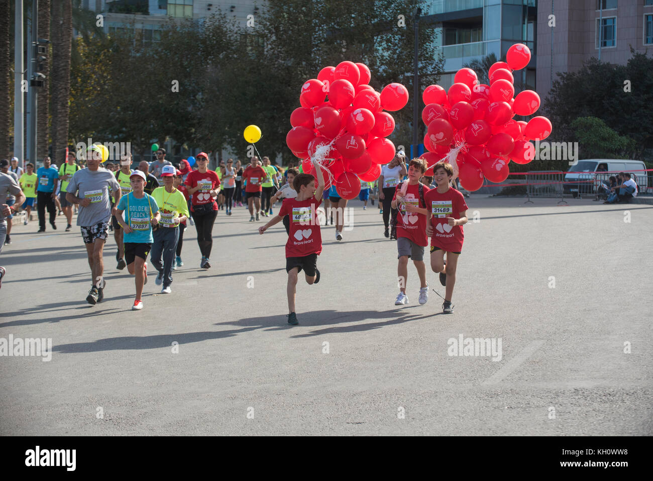 Beirut Lebanon, 12th Nov, 2017 Children running the Blom Bank Beirut ...