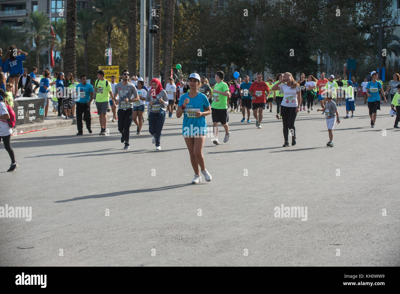 Beirut Lebanon, 12th Nov, 2017 People running the Blom Bank Beirut ...