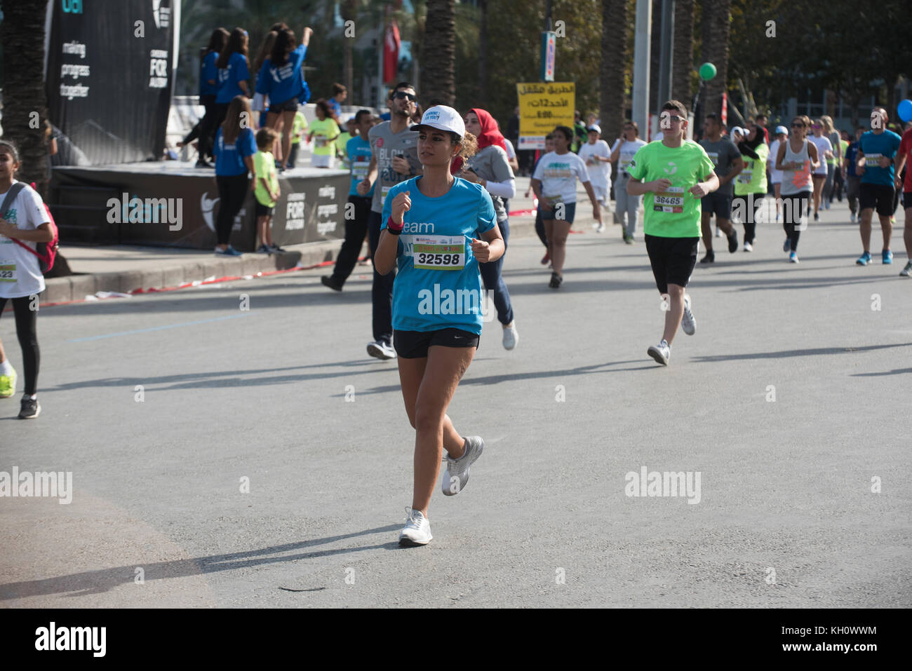 Beirut Lebanon, 12th Nov, 2017 People running the Blom Bank Beirut ...