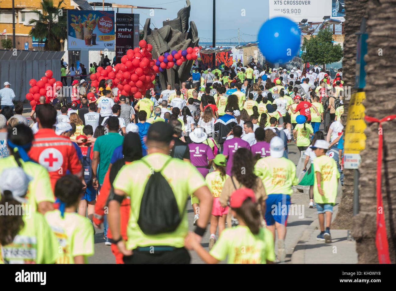 Beirut Lebanon, 12th Nov, 2017 People running the Blom Bank Beirut ...