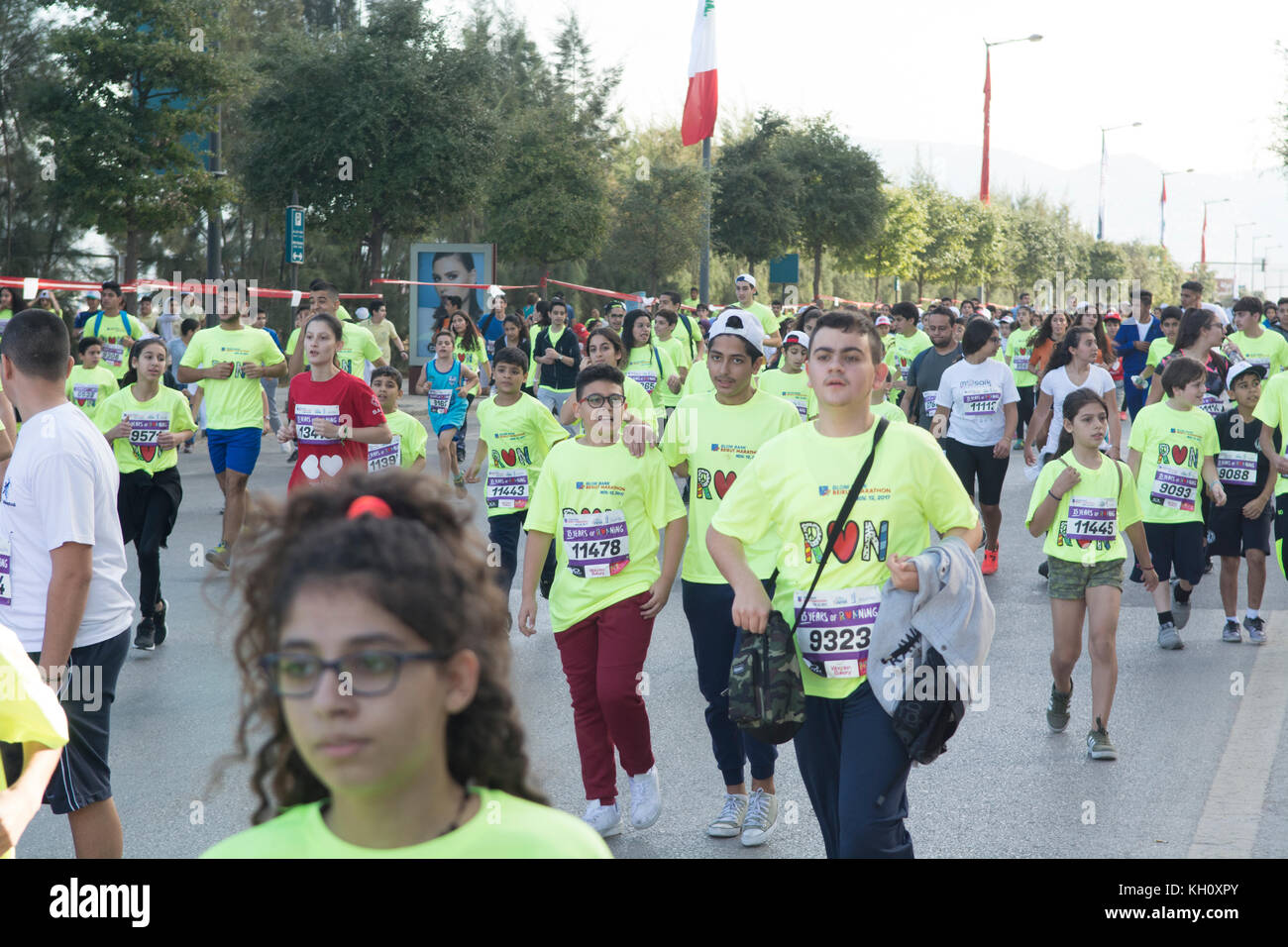 Beirut Lebanon, 12th Nov, 2017 People running in the Blom Bank Beirut ...