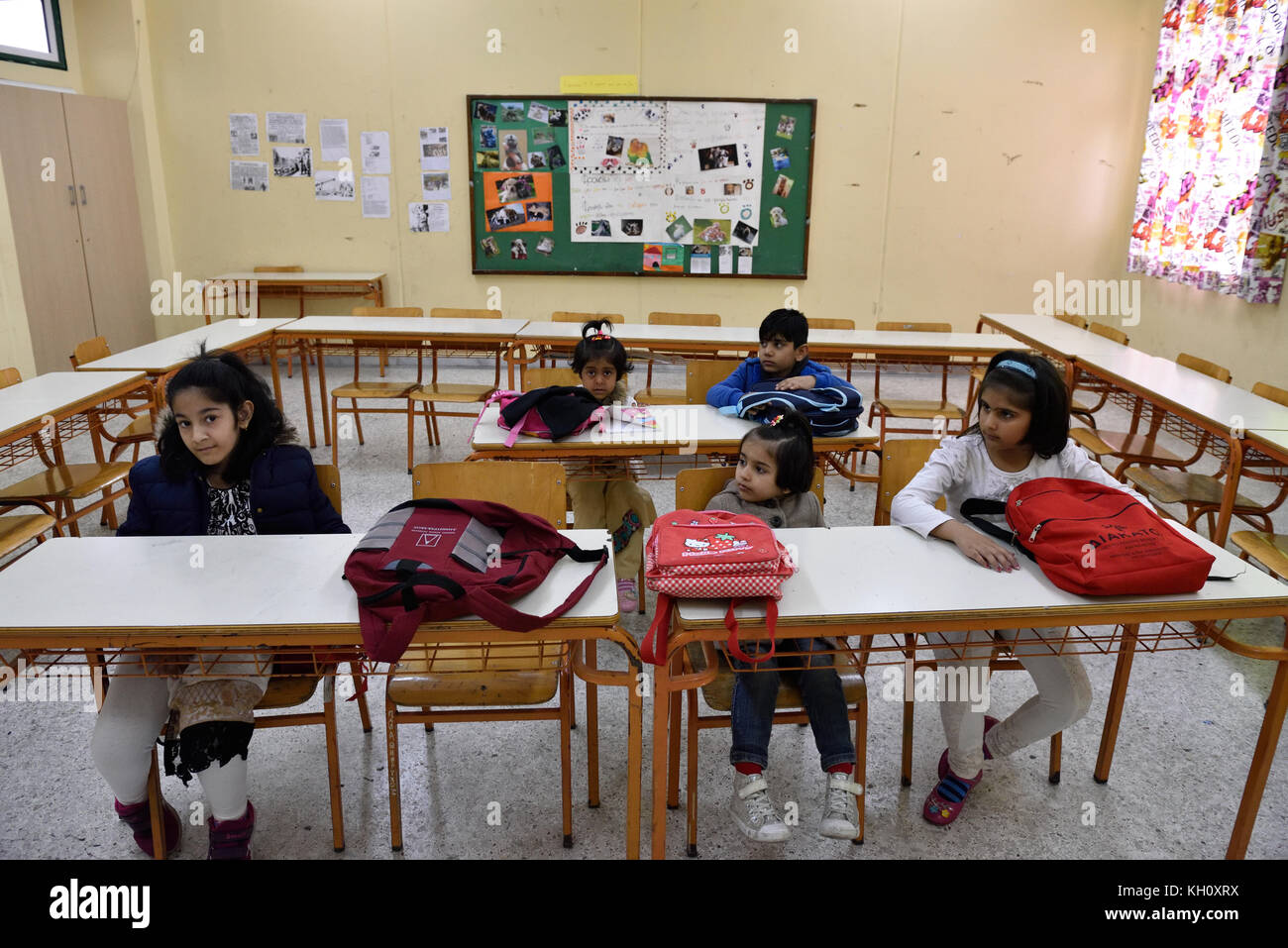 Athens, Greece, 12th November 2017. Pakistani children inside a ...