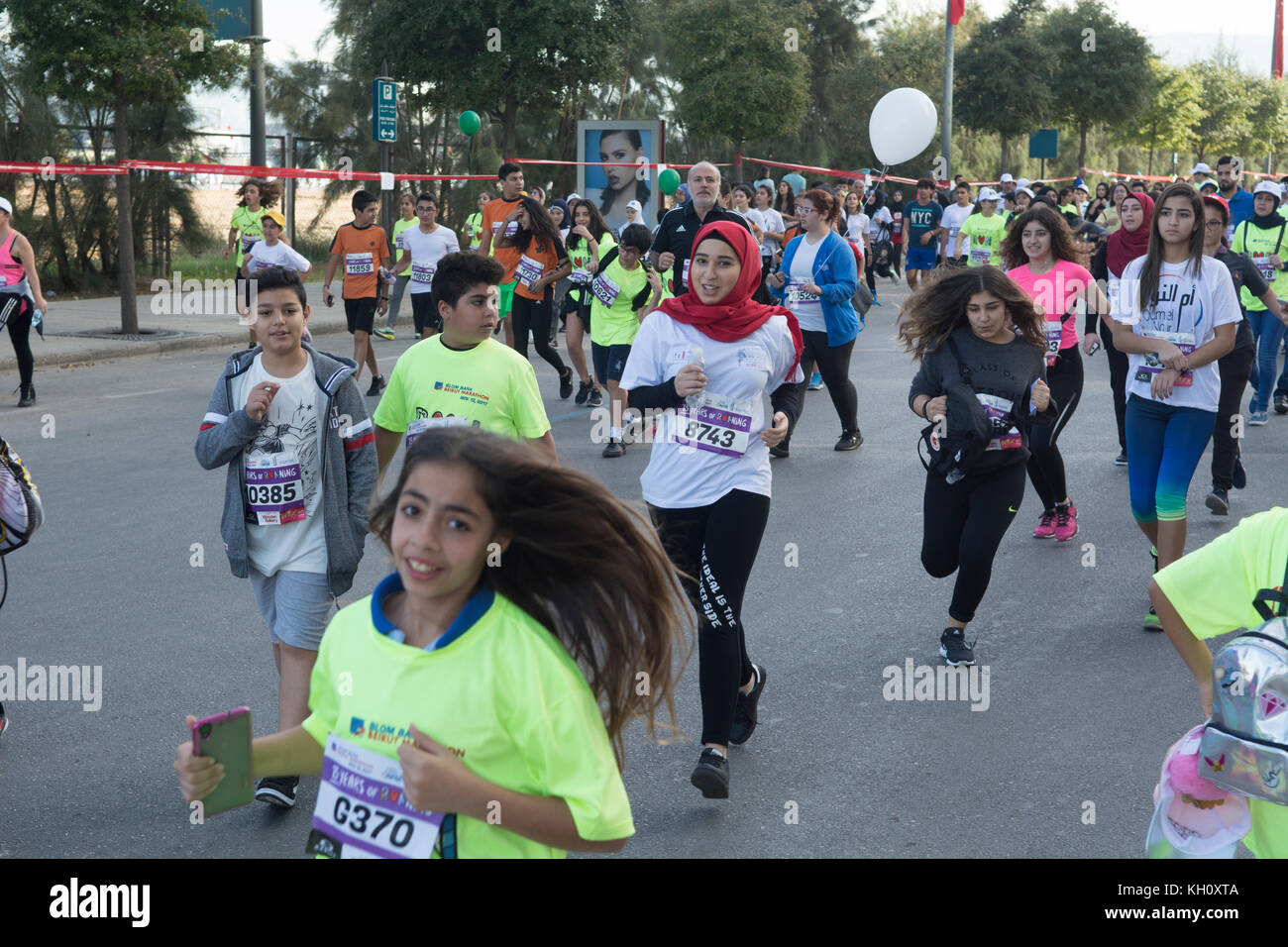 Beirut Lebanon, 12th Nov, 2017 People running in the Blom Bank Beirut ...