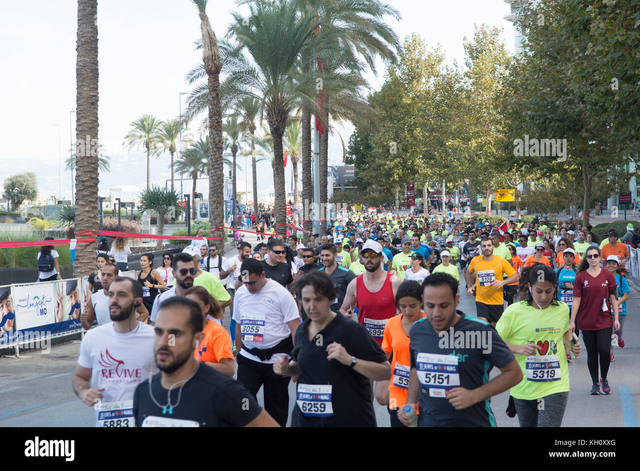 Beirut Lebanon, 12th Nov, 2017 People running in the Blom Bank Beirut ...