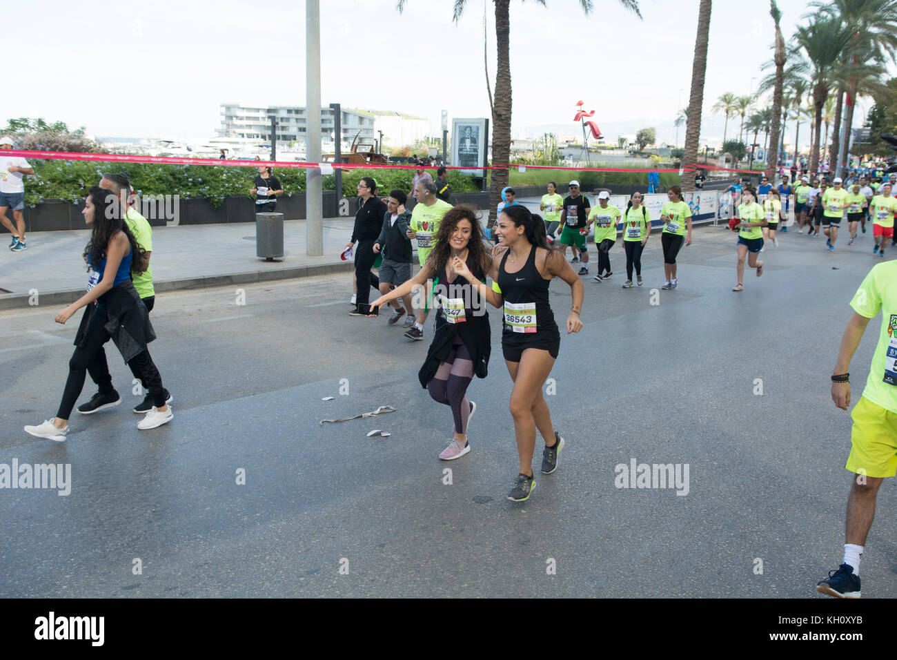 Beirut Lebanon, 12th Nov, 2017 People running in the Blom Bank Beirut ...