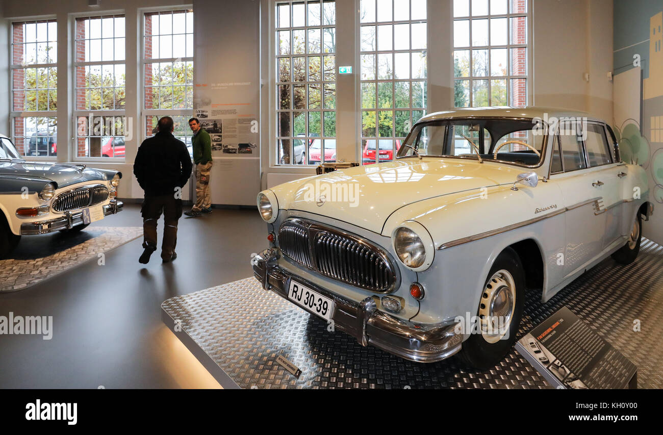 Zwickau, Germany. 9th Nov, 2017. Two Sachsenring P240 car models are on ...