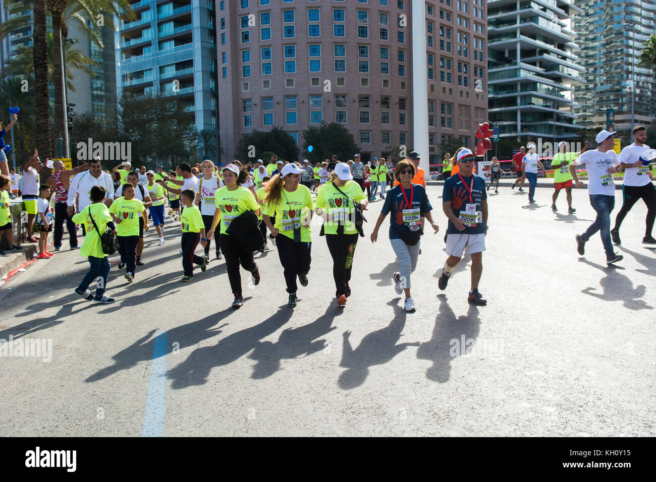Beirut Lebanon, 12th Nov, 2017 People running in the Blom Bank Beirut ...