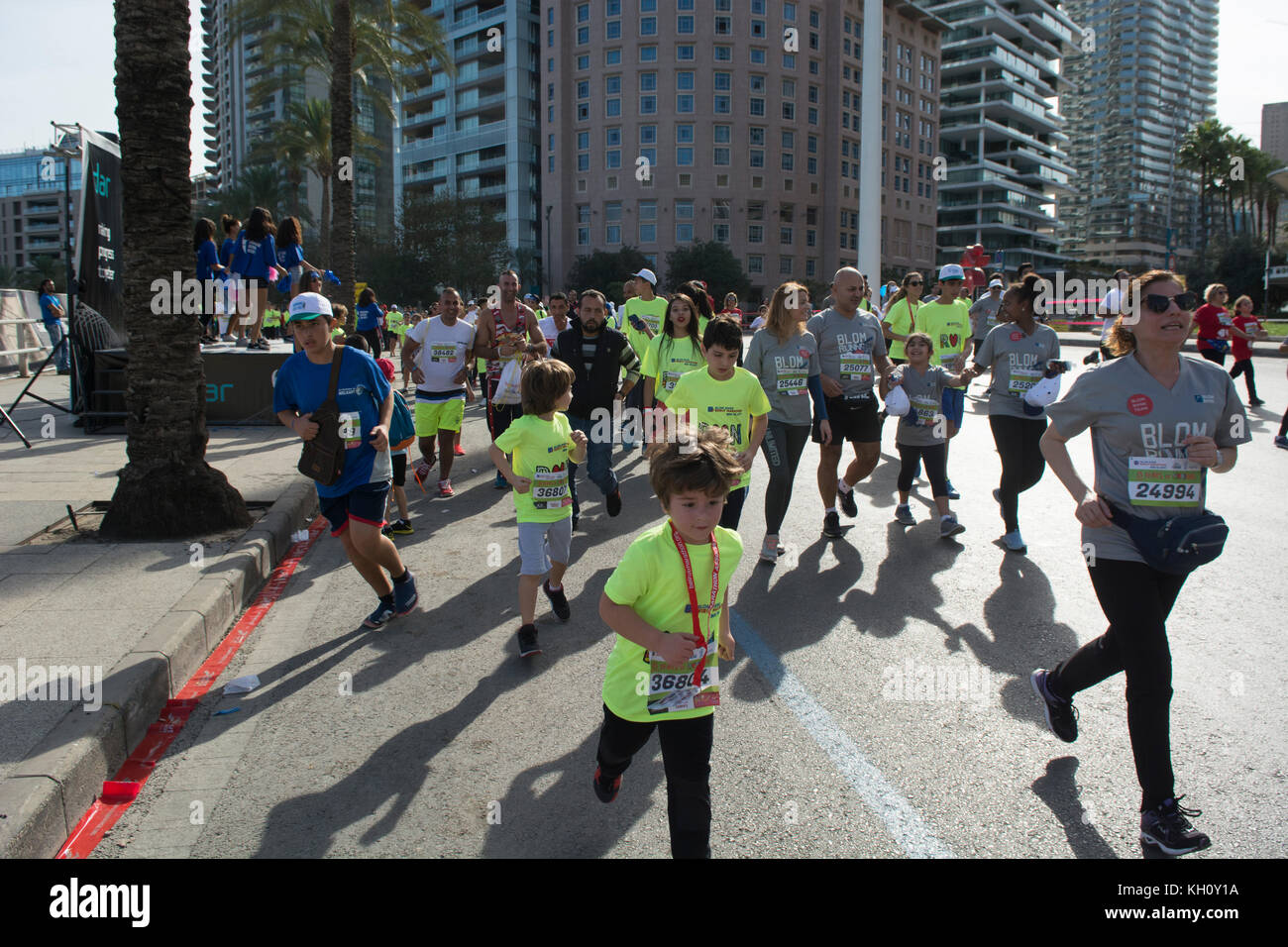 Beirut Lebanon, 12th Nov, 2017 People running in the Blom Bank Beirut ...