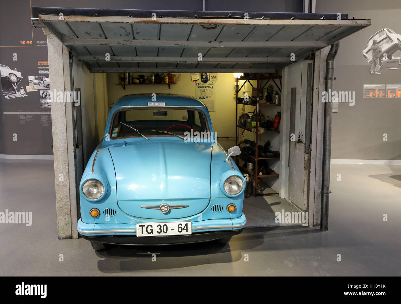 A Trabant 600 (P 60) car model is on display standing inside a ...