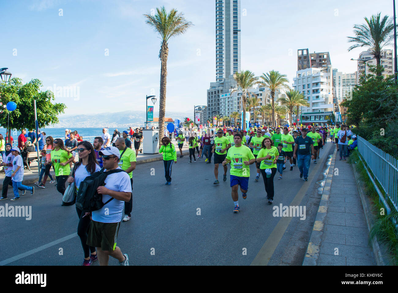 Beirut Lebanon, 12th Nov, 2017 People running the Blom Bank Beirut ...