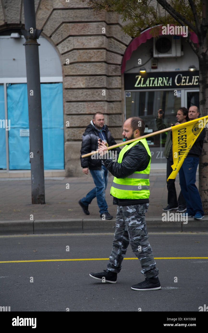 Belgrade, Serbia. 12th Nov, 2017. Mass protests of workers of Serbian ...