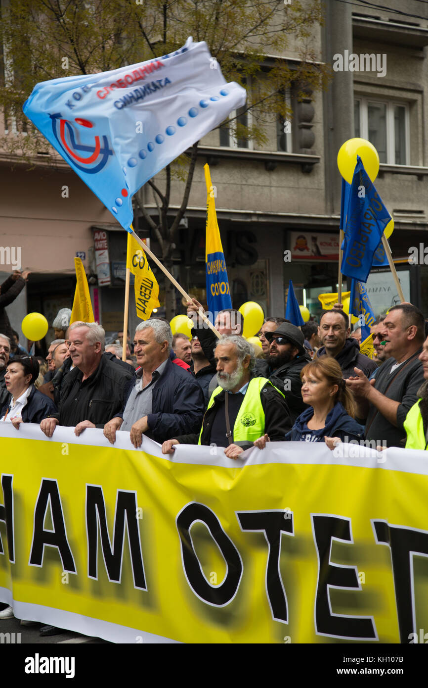Mass protests of workers of Serbian Post in Belgrade Stock Photo - Alamy