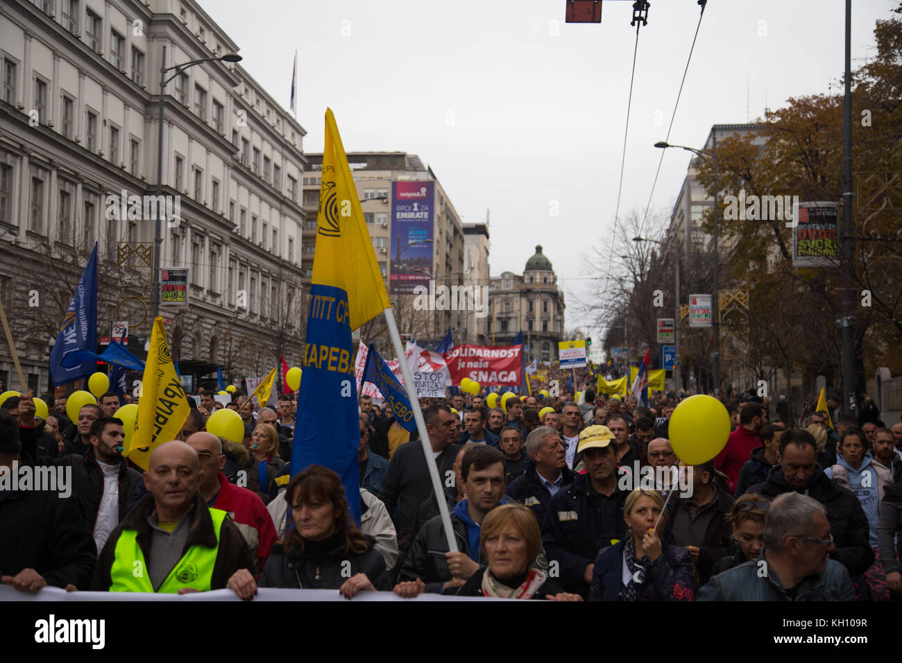Mass protests of workers of Serbian Post in Belgrade Stock Photo - Alamy